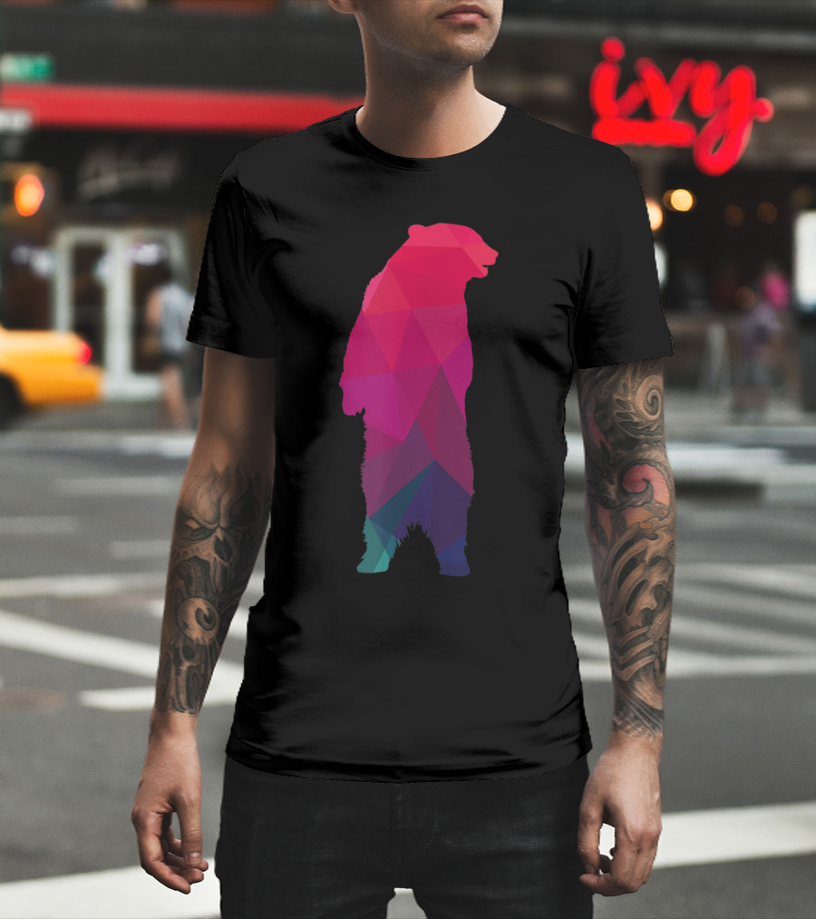 Colorful Geometric Pattern Fractal Bear T-Shirt