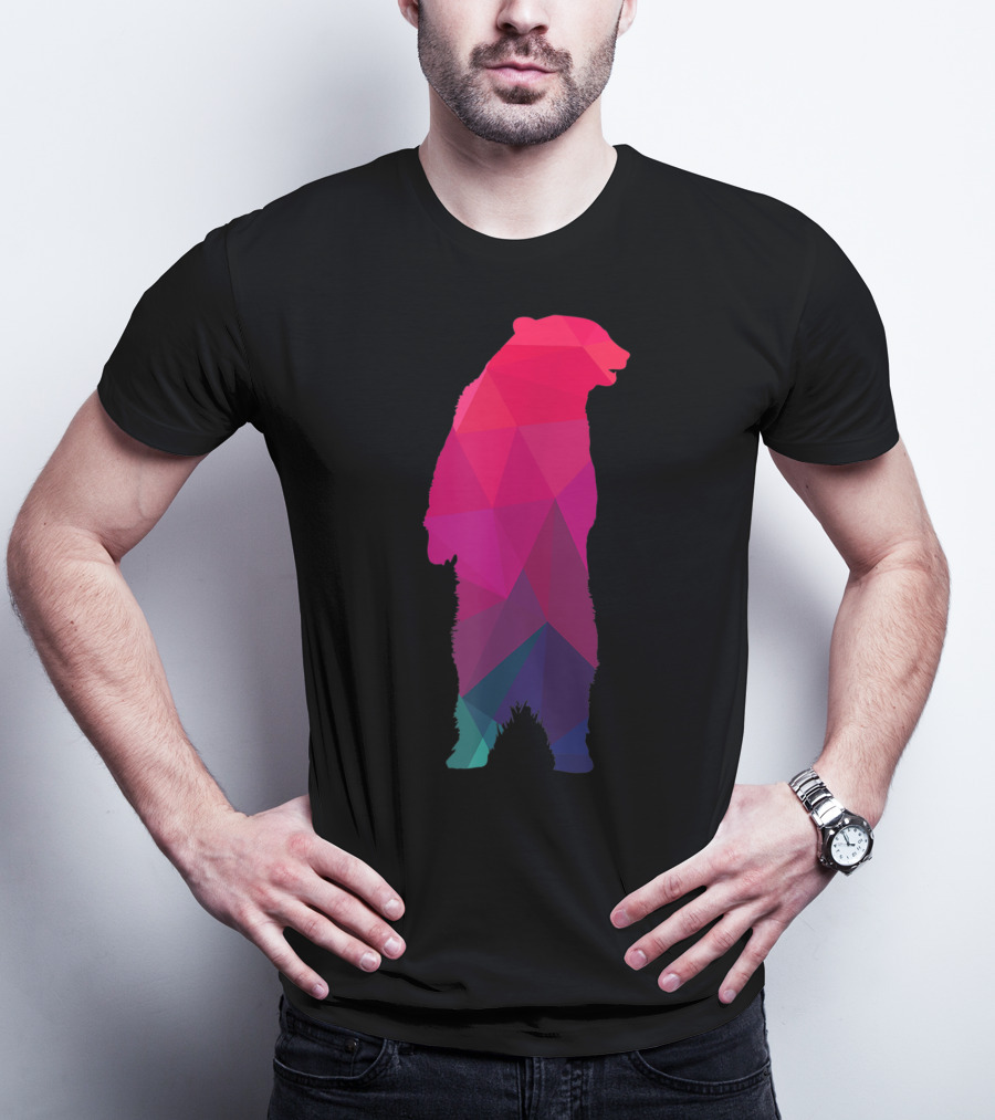 Colorful Geometric Pattern Fractal Bear T-Shirt