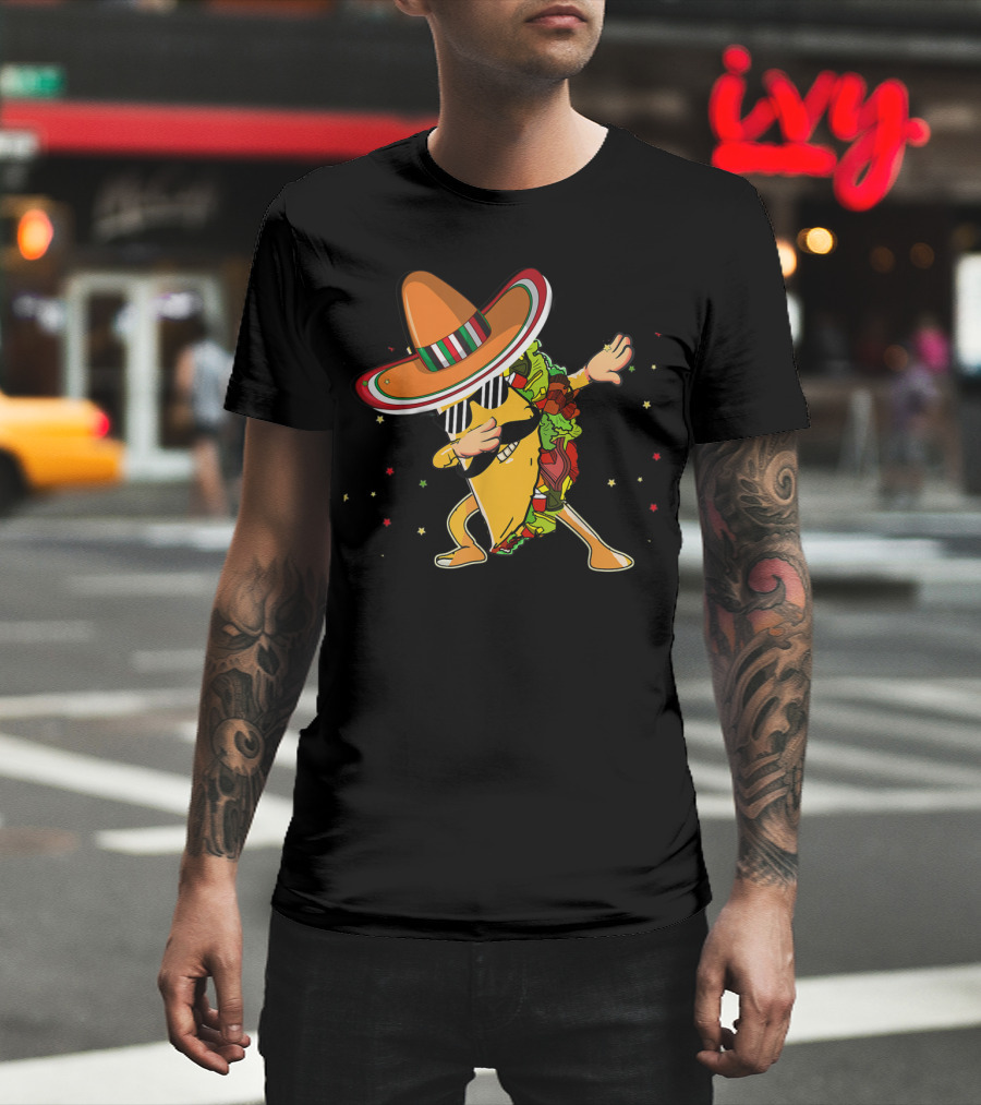 Cinco De Mayo Dabbing Taco With Sombrero Mexico Latino T-Shirt