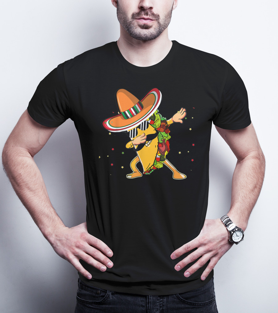 Cinco De Mayo Dabbing Taco With Sombrero Mexico Latino T-Shirt
