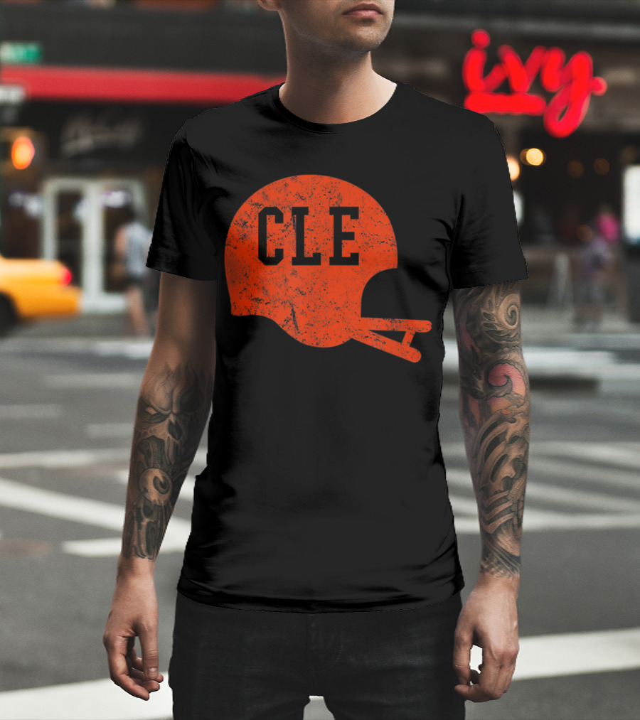 Cleveland Ohio Football CLE Vintage Helmet T-Shirt