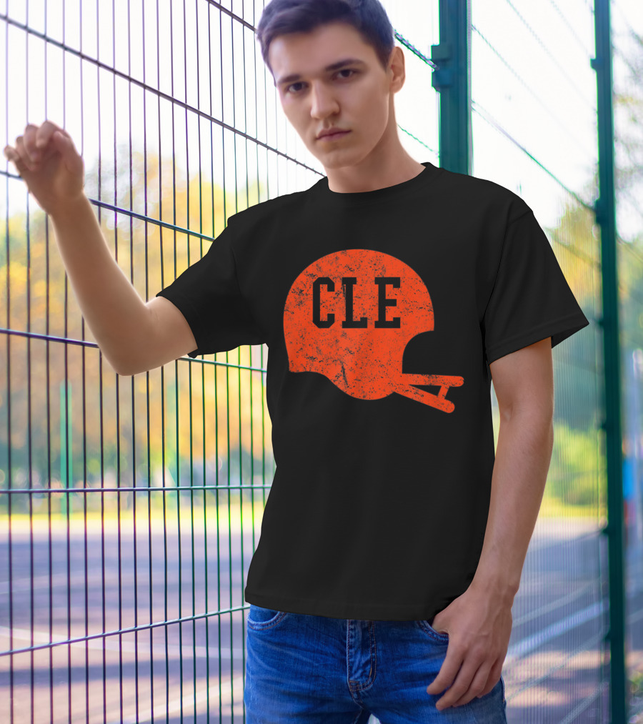 Cleveland Ohio Football CLE Vintage Helmet T-Shirt