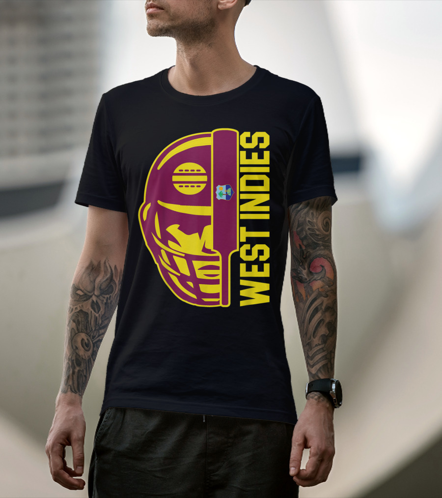 West Indies Cricket Fan Helmet Emblem With Ball And Bat T-Shirt
