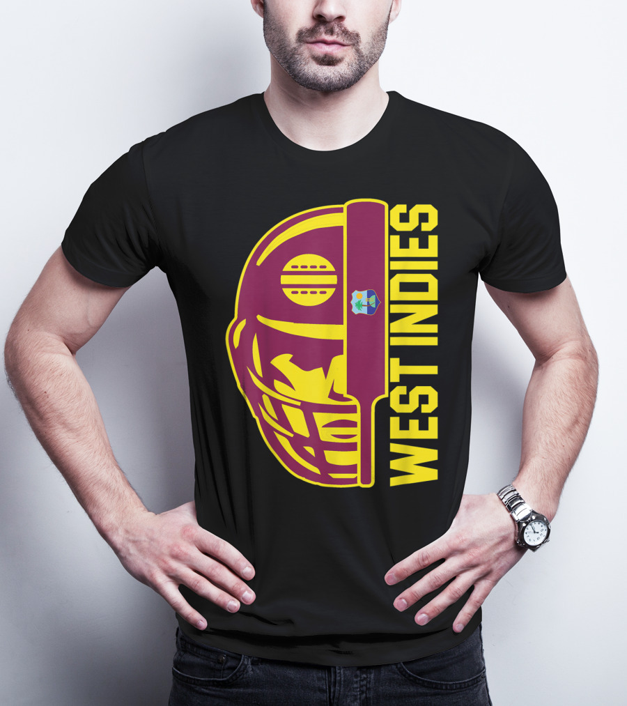 West Indies Cricket Fan Helmet Emblem With Ball And Bat T-Shirt