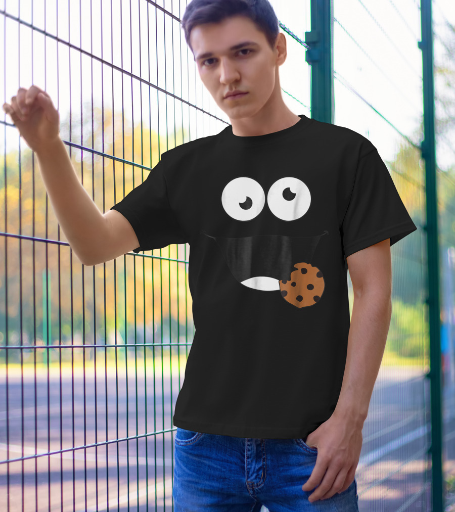 Cute Monster Cookie Funny Face Eating Cookie T-Shirt