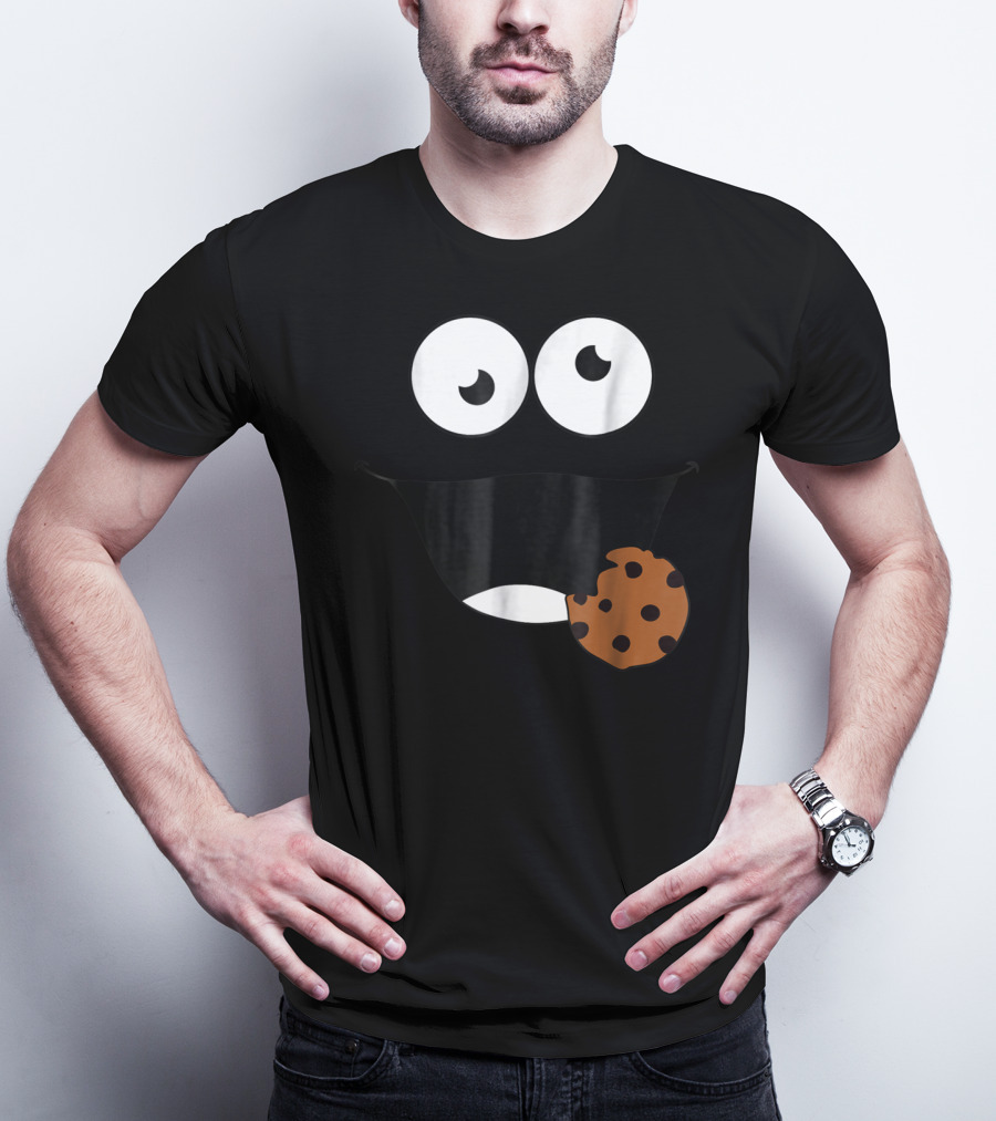 Cute Monster Cookie Funny Face Eating Cookie T-Shirt