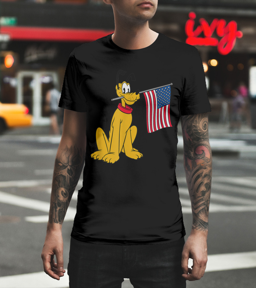 Disney Pluto American Flag T-Shirt