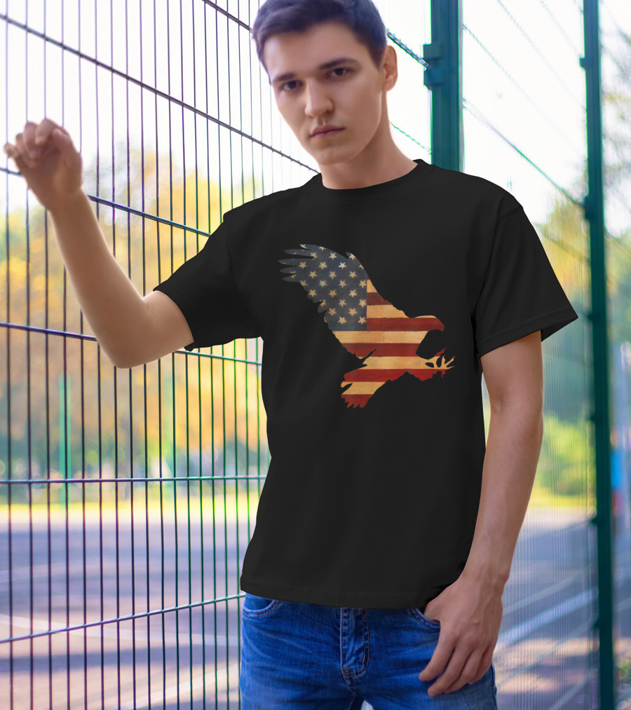 American Flag Eagle Silhouette Cool T-Shirt