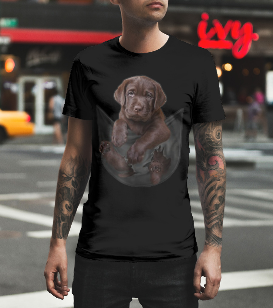 Chocolate Labrador Dog In Your Pocket T-Shirt