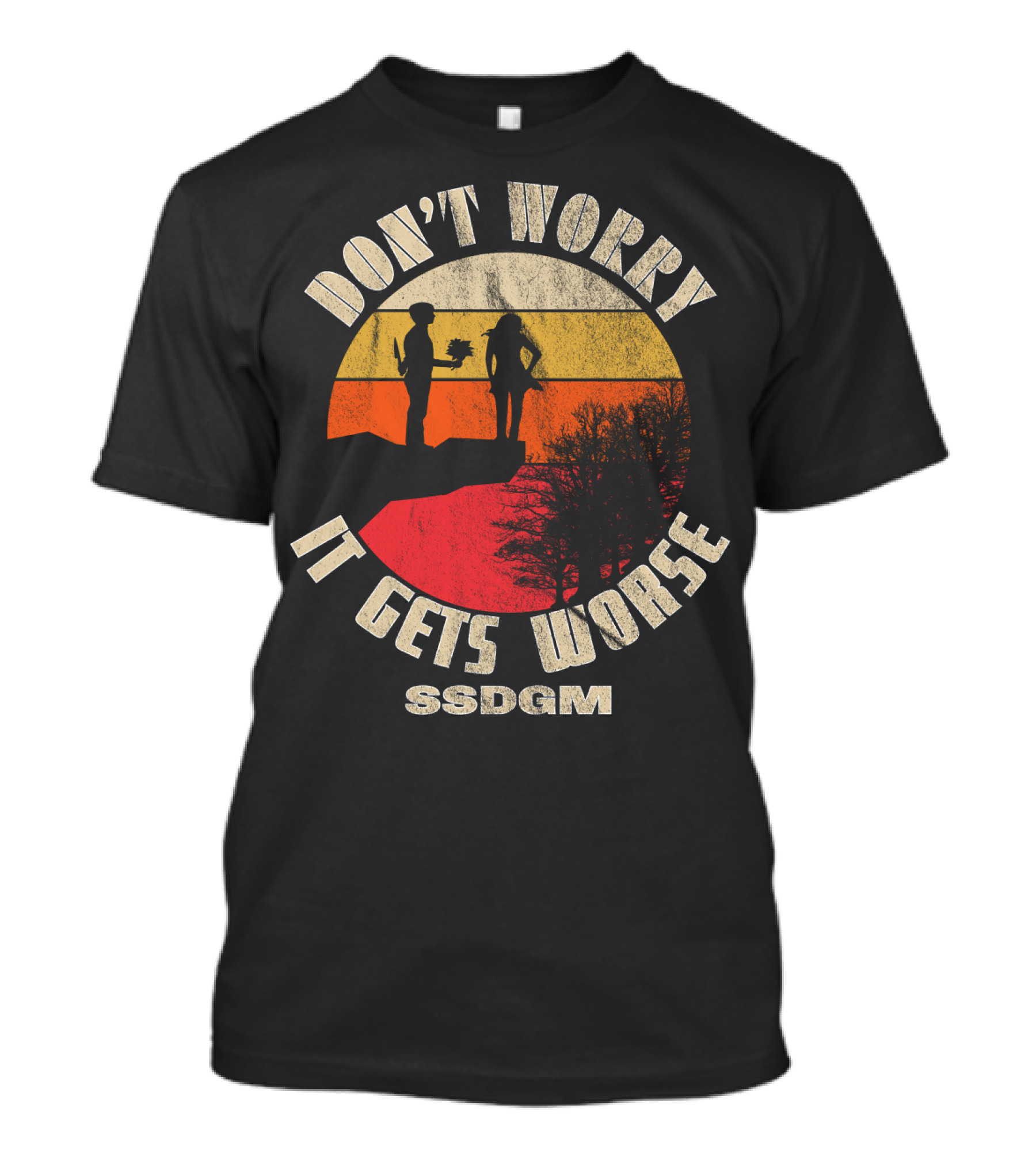 Don't Worry It Gets Worse SSDGM Retro Sunset Cliff Scene T-Shirt