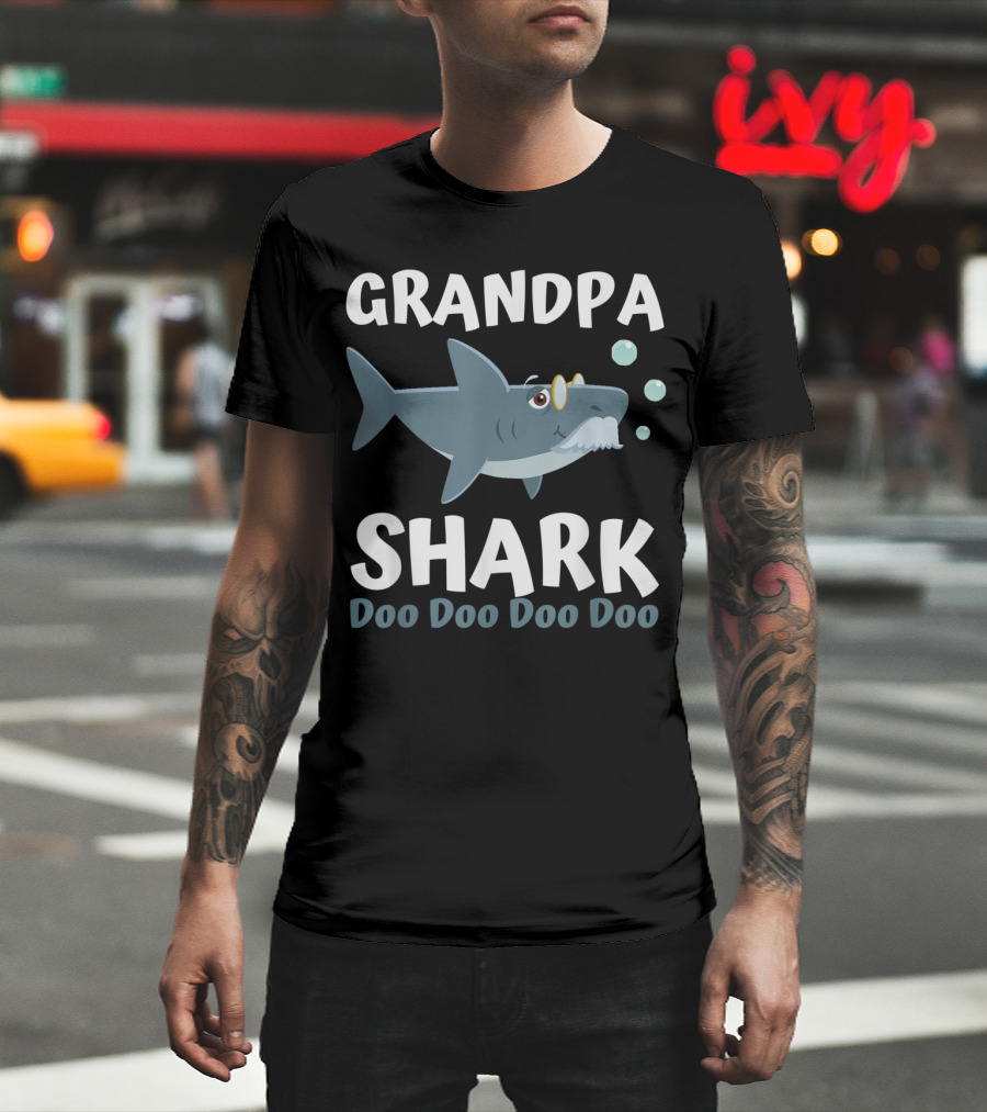 Fathers Day Grandpa Shark Doo Doo Doo Doo From Wife Kids Baby T-Shirt