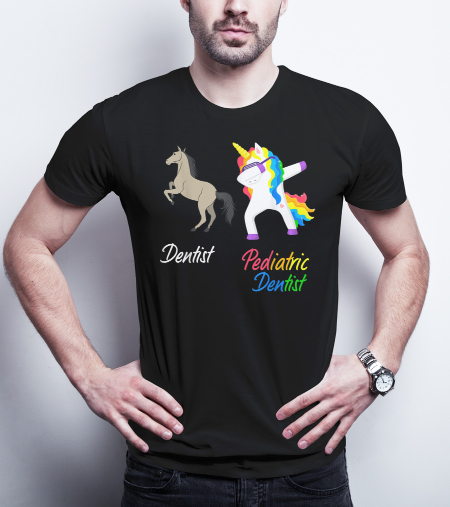 Dentist Pediatric Dentist Dabbing Unicorn T-Shirt