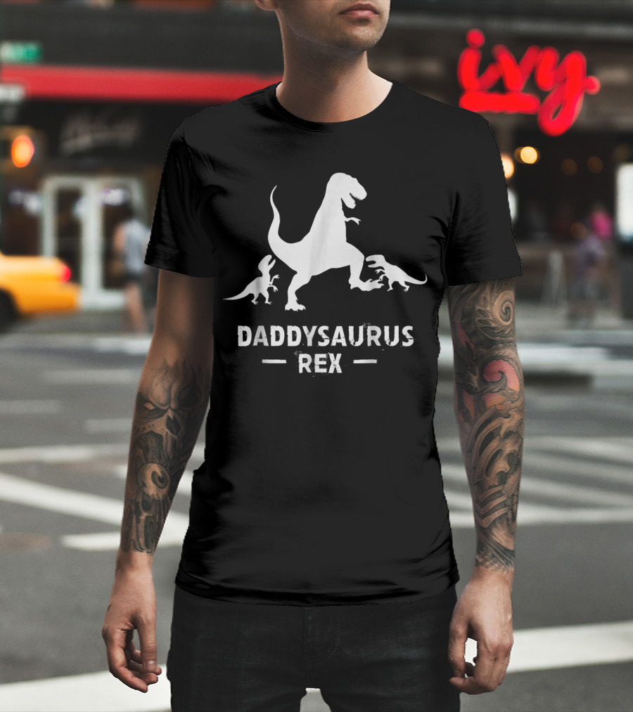 Father's Day Daddysaurus Rex With Dinosaur Family T-Shirt