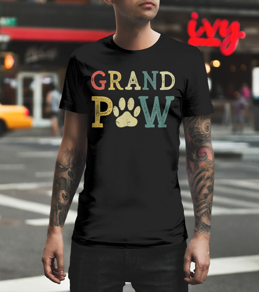 Grandpaw Dog Lover Paw Print Grandpa T-Shirt