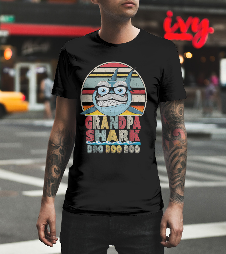 Grandpa Shark Doo Doo Doo Cute Vintage Fun T-Shirt