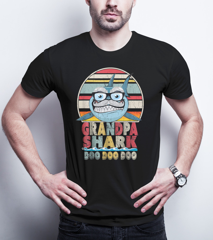 Grandpa Shark Doo Doo Doo Cute Vintage Fun T-Shirt
