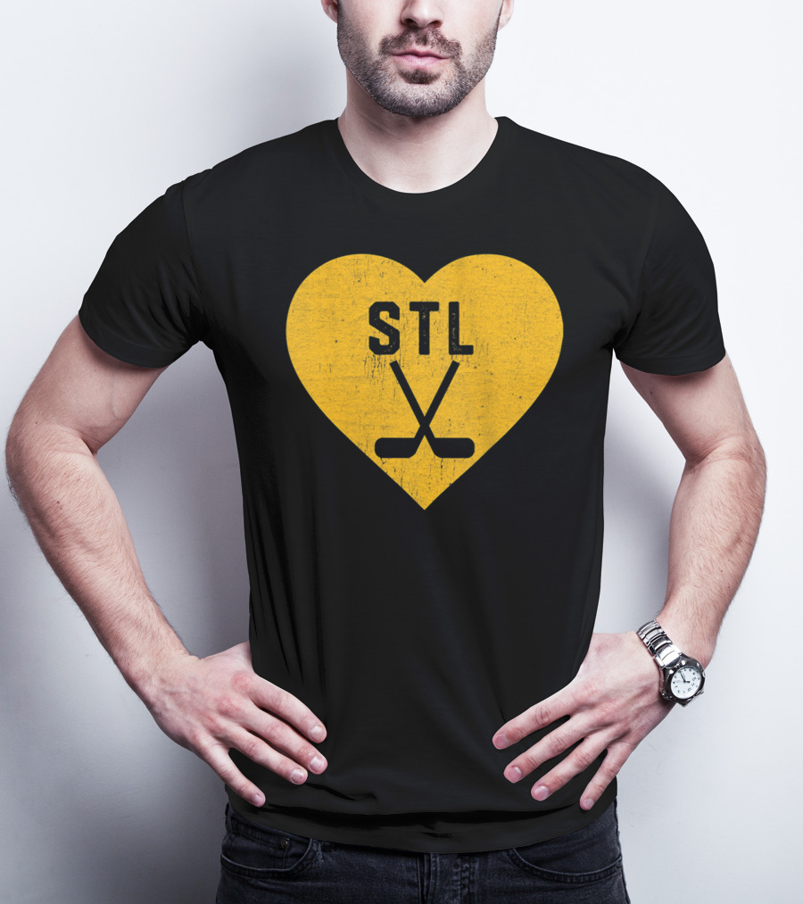 STL Heart With Hockey Sticks St Louis Hockey T-Shirt
