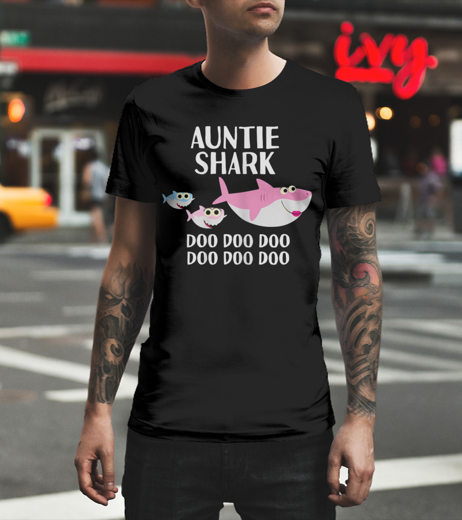Auntie Shark Doo Doo Mother's Day Catchy Family Fun T-Shirt