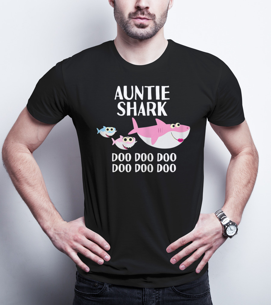 Auntie Shark Doo Doo Mother's Day Catchy Family Fun T-Shirt