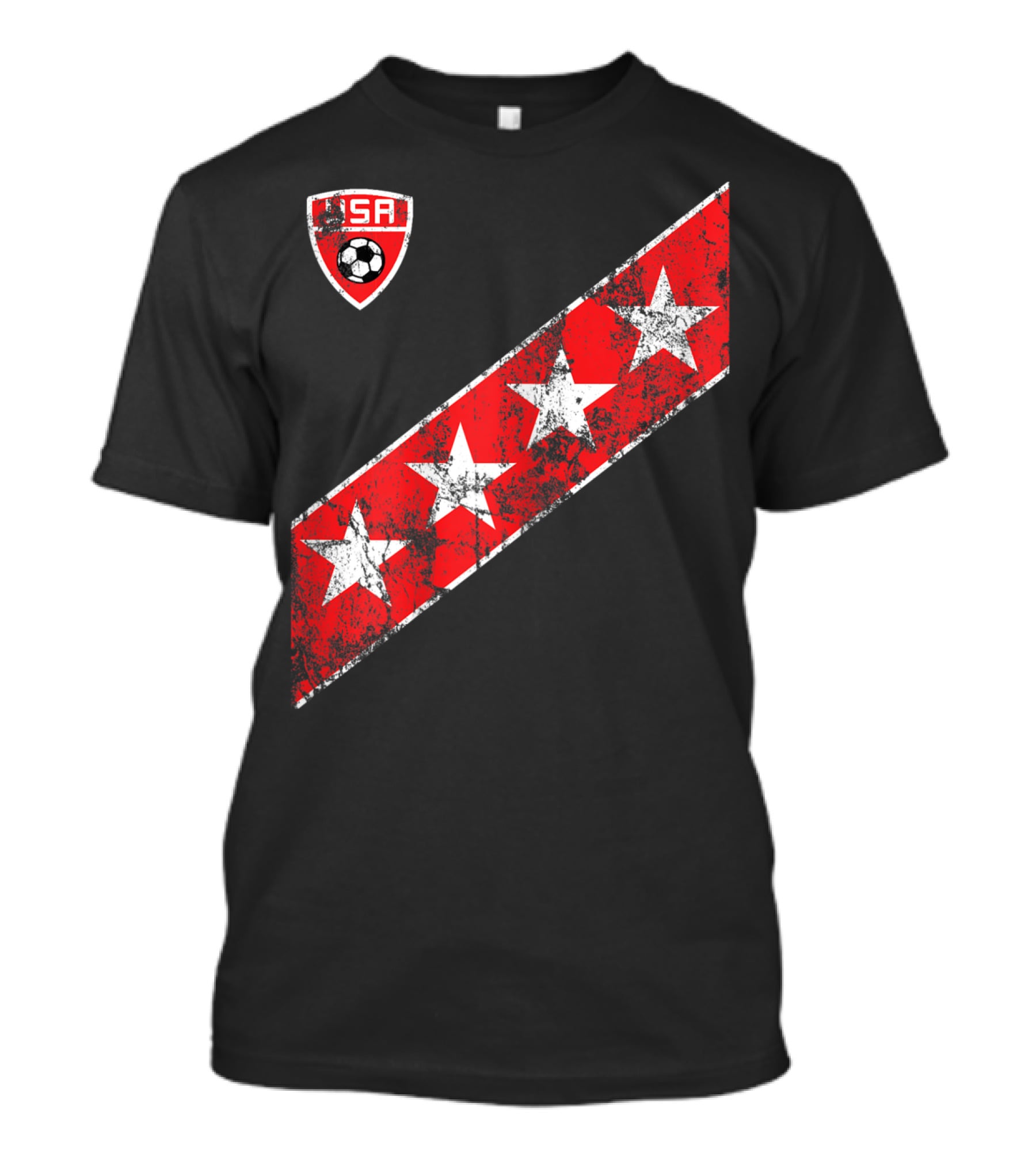 USA Soccer Stars Emblem With Red And White Stripes T-Shirt