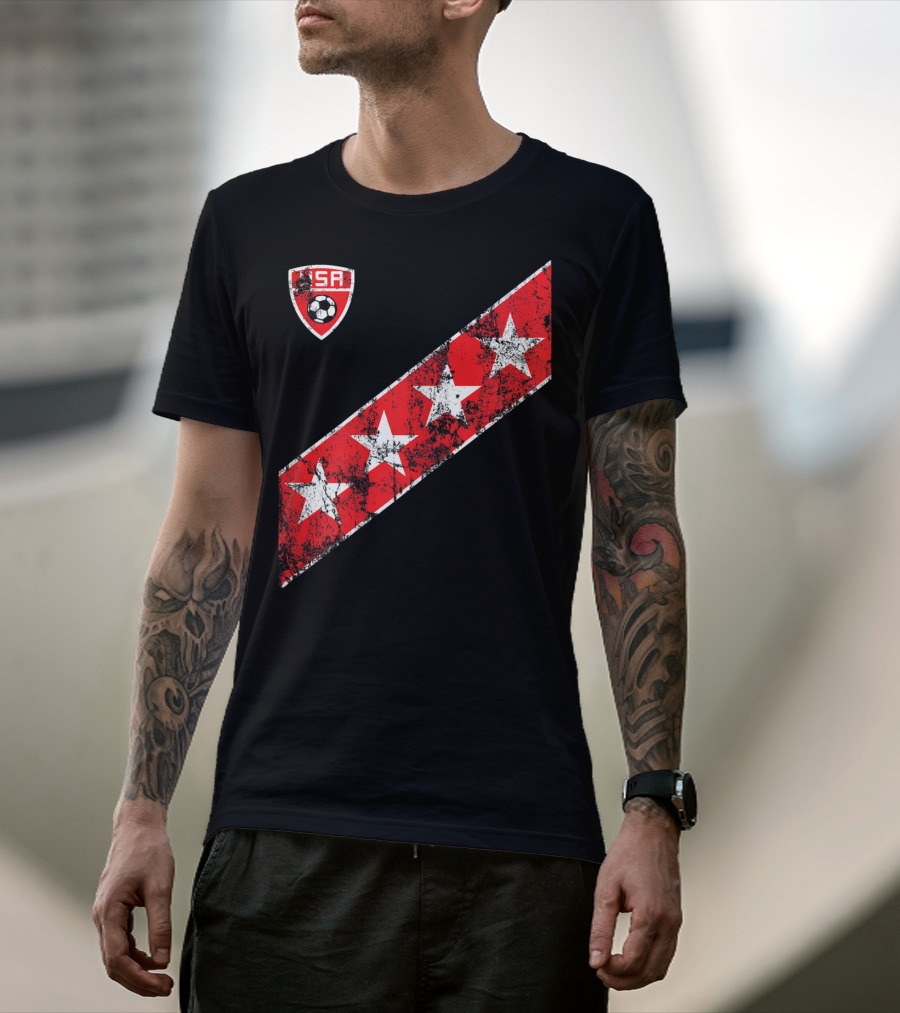 USA Soccer Stars Emblem With Red And White Stripes T-Shirt