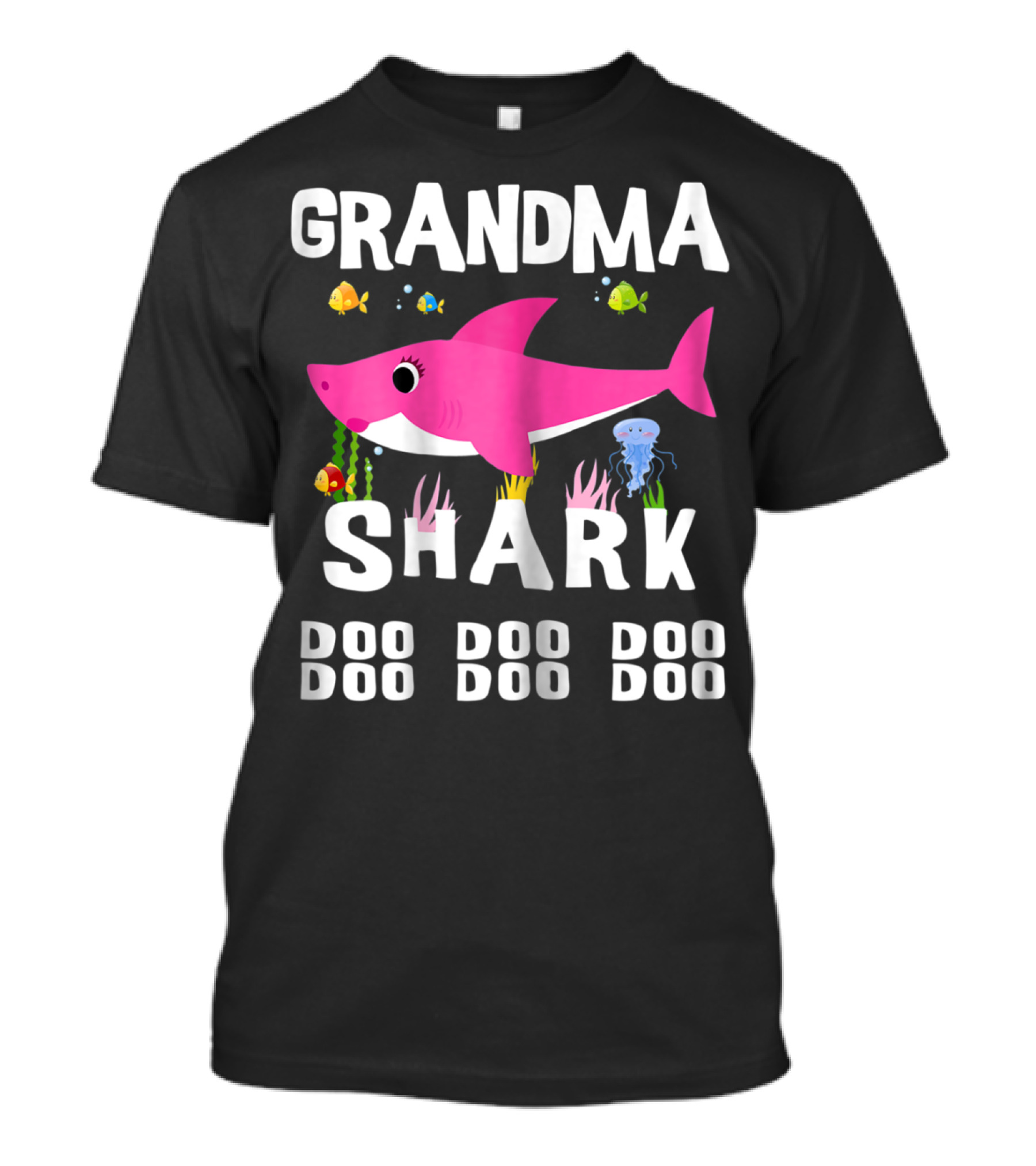 Grandma Shark Doo Doo Doo Mothers Pink Cartoon Fish Sea Creatures T-Shirt