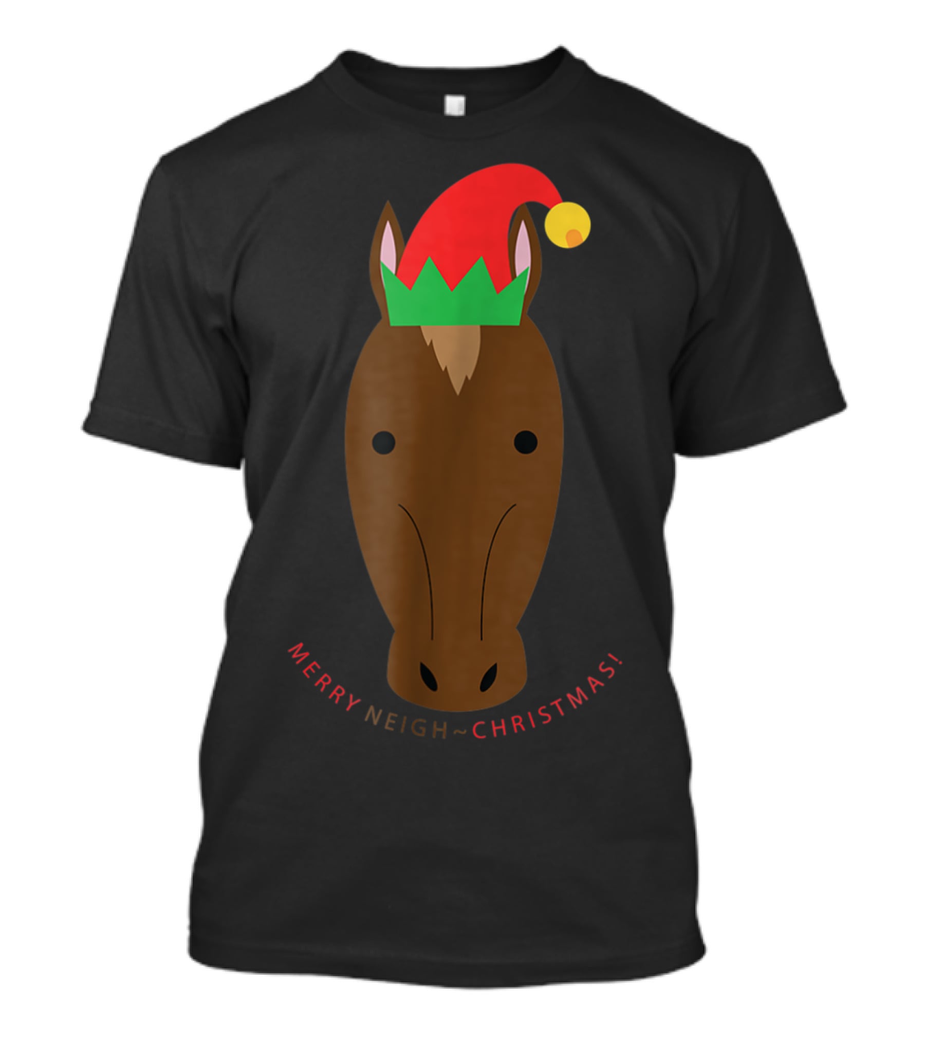 Merry Neigh Christmas Cute Horse Face Character T-Shirt