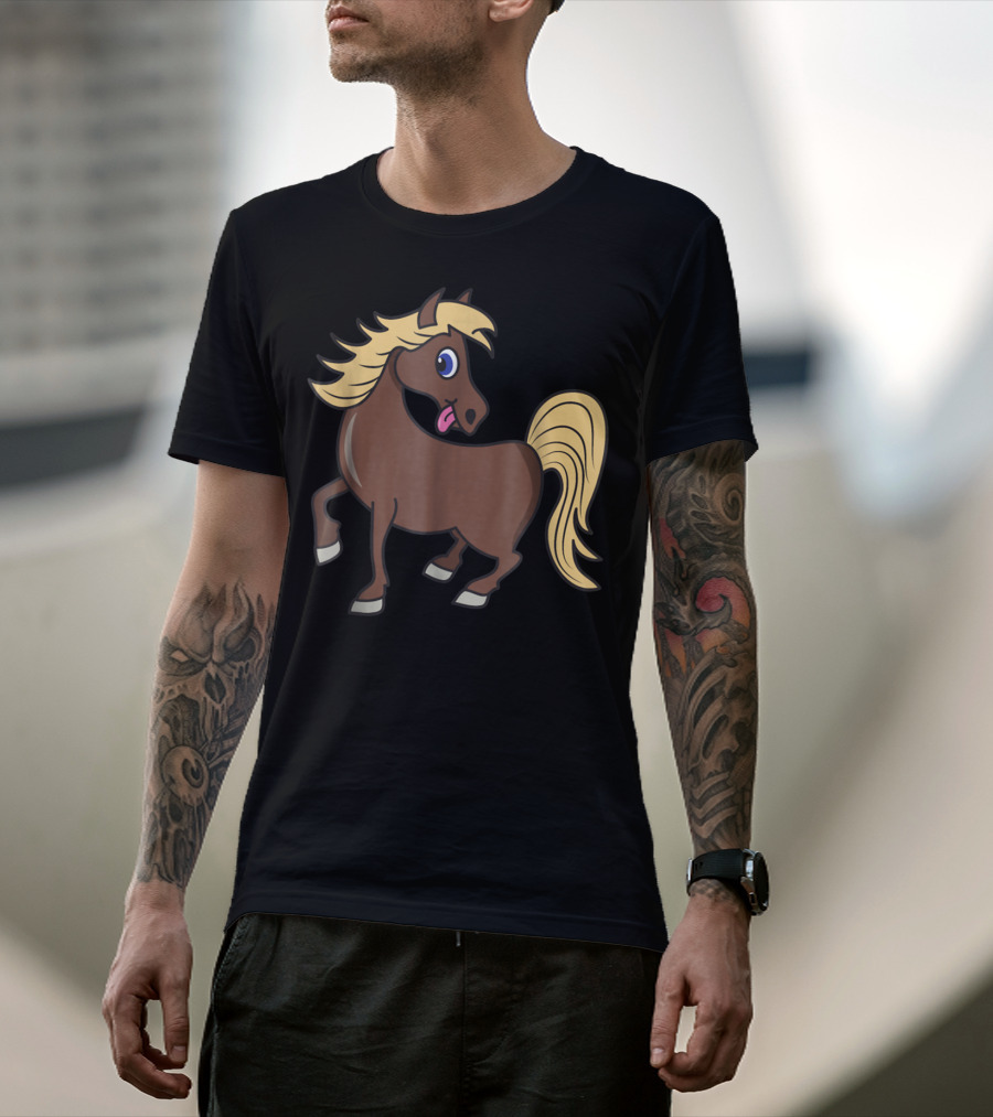 Cute Funny Brown Pony With Blonde Mane T-Shirt