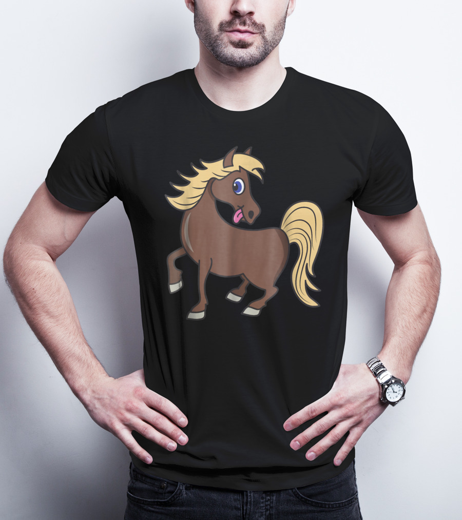 Cute Funny Brown Pony With Blonde Mane T-Shirt