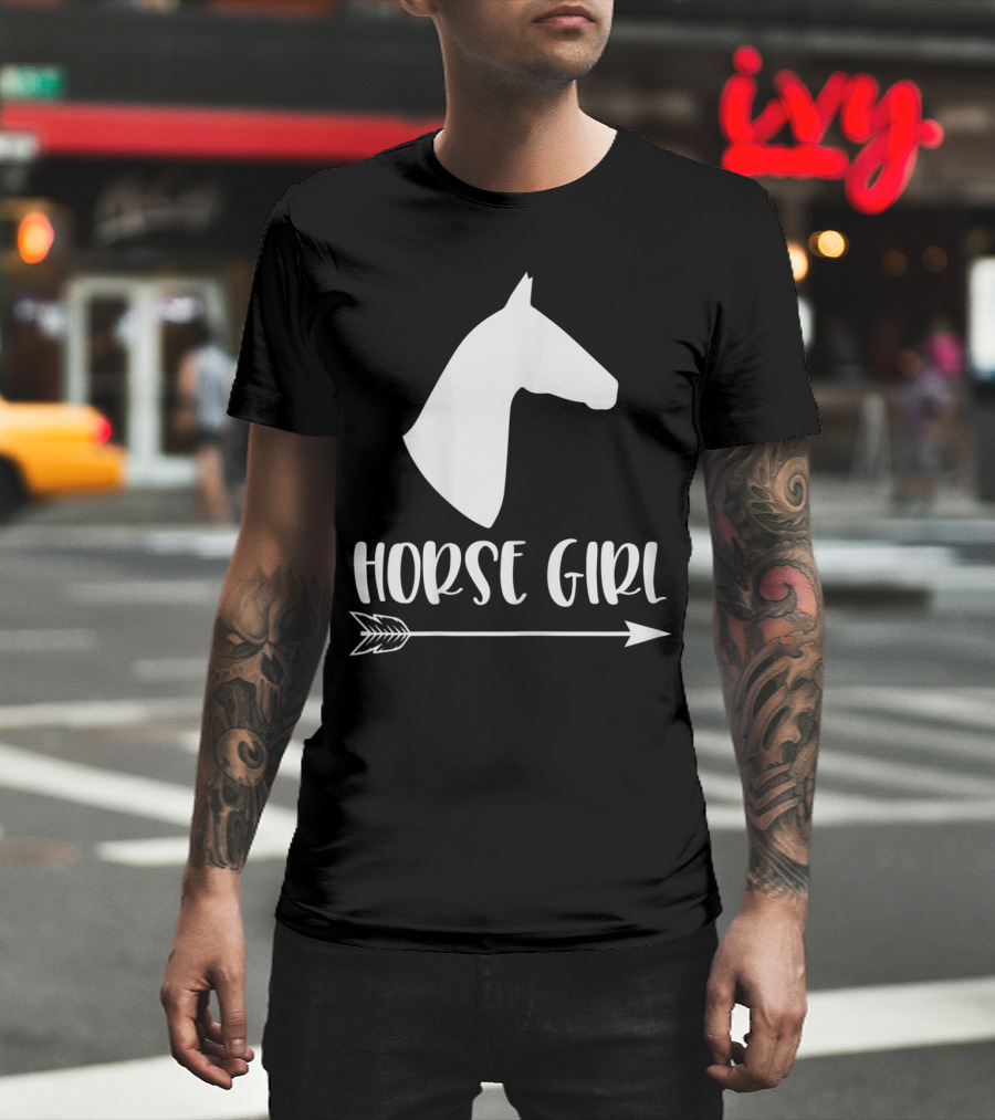 White Horse Girl Silhouette With Arrow I Love My Horses NY T-Shirt