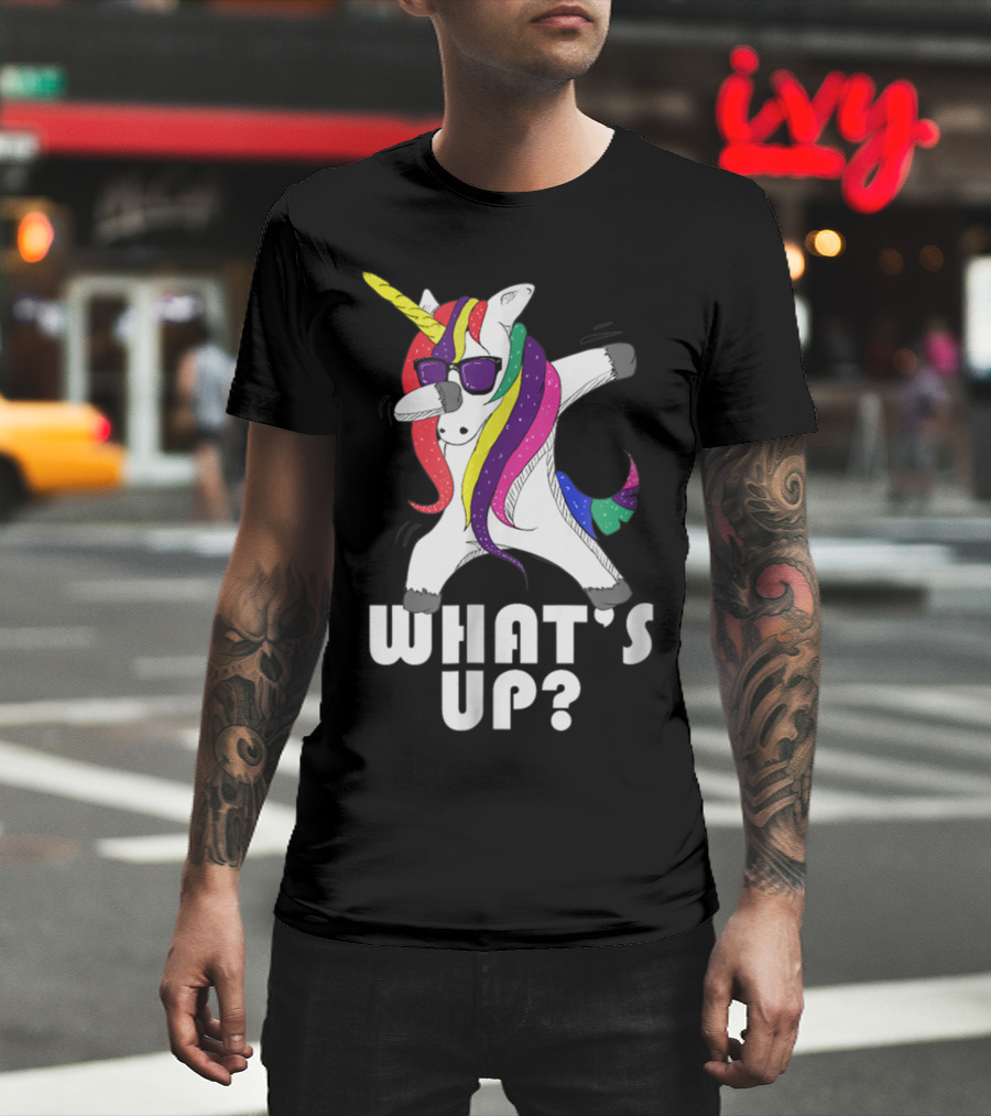 Dabbing Unicorn Rainbow Horse What's Up? T-Shirt