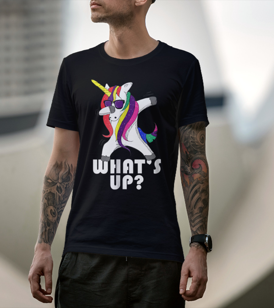Dabbing Unicorn Rainbow Horse What's Up? T-Shirt
