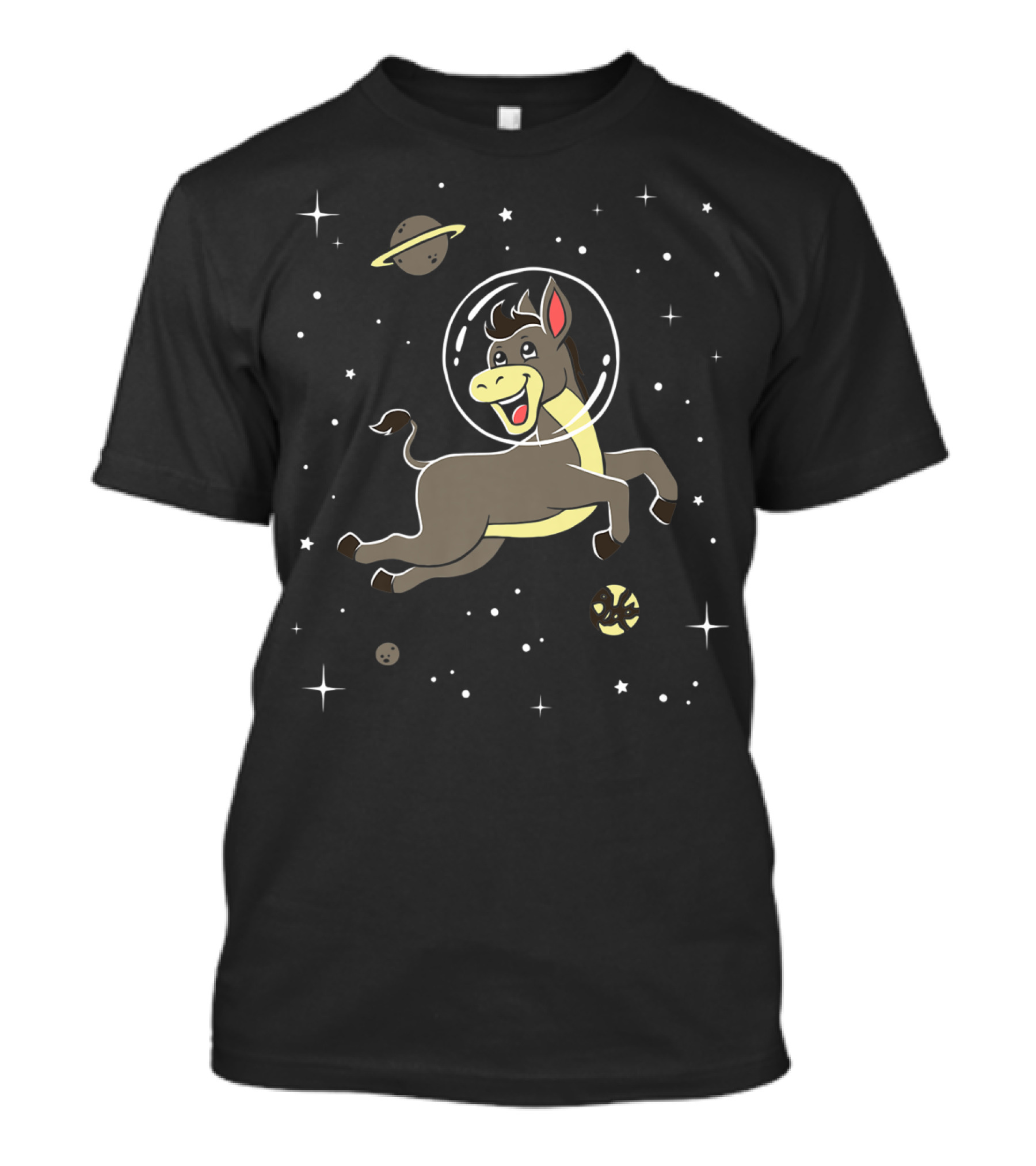 Space Adventure Cute Cartoon Donkey Horse With Astronaut Helmet T-Shirt