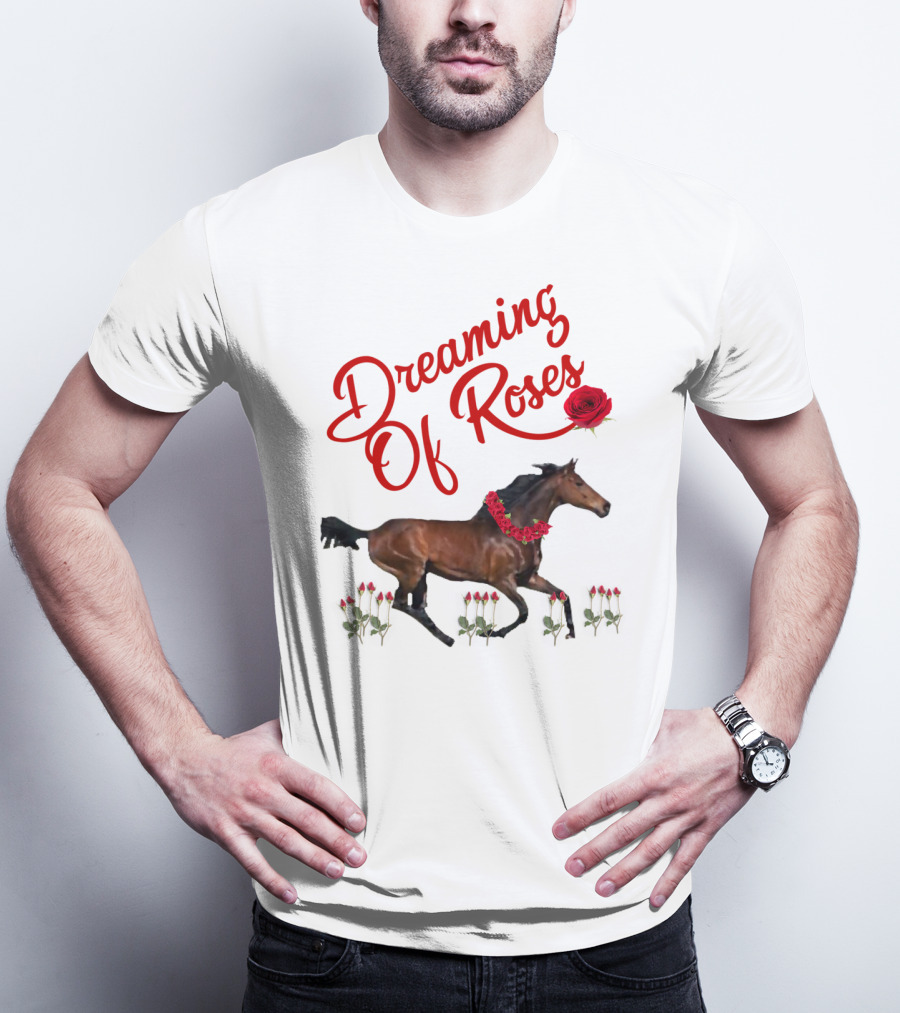 Dreaming Of Roses Horse With Red Floral Accents T-Shirt