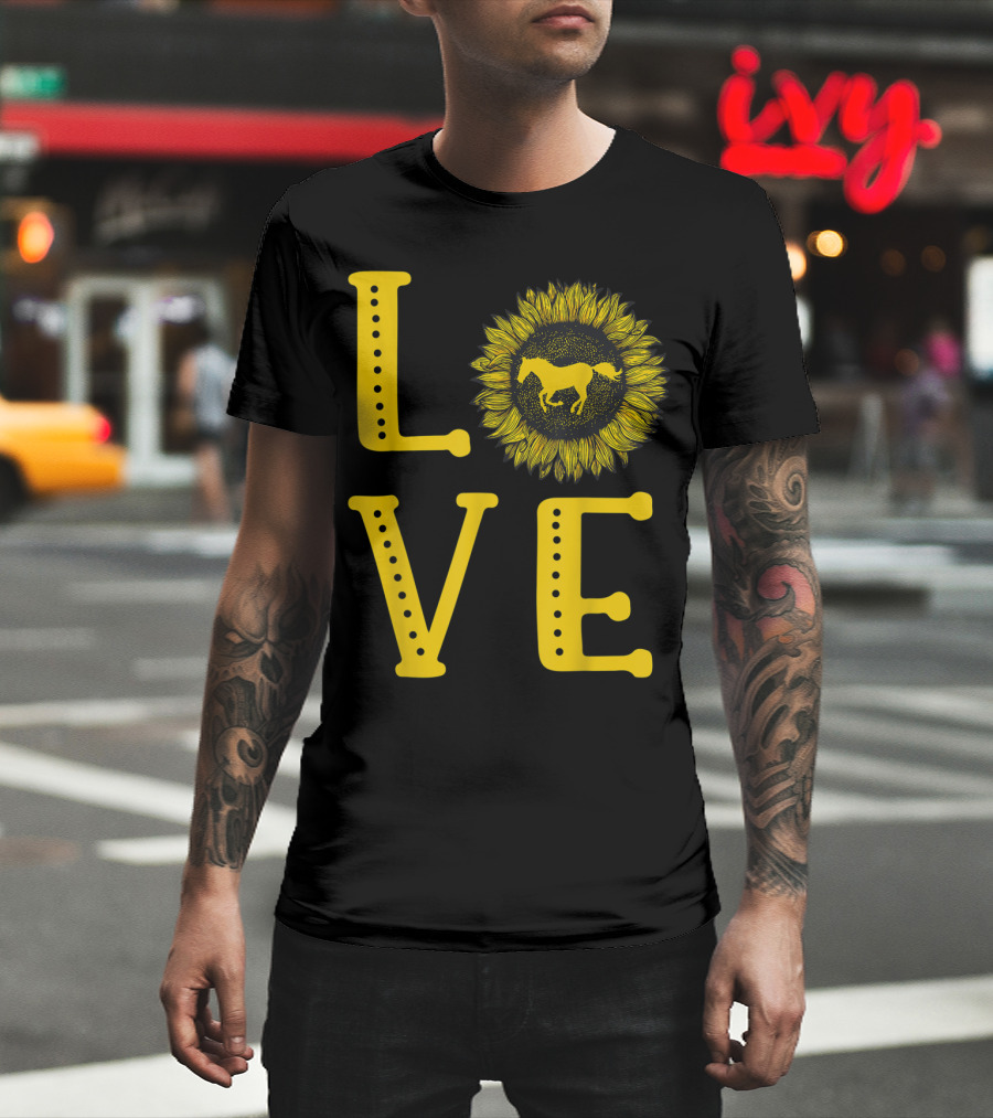 Love Sunflower Horse Lovers Cute Horse Girl T-Shirt