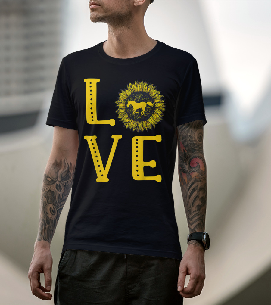 Love Sunflower Horse Lovers Cute Horse Girl T-Shirt