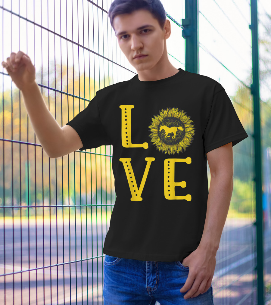 Love Sunflower Horse Lovers Cute Horse Girl T-Shirt