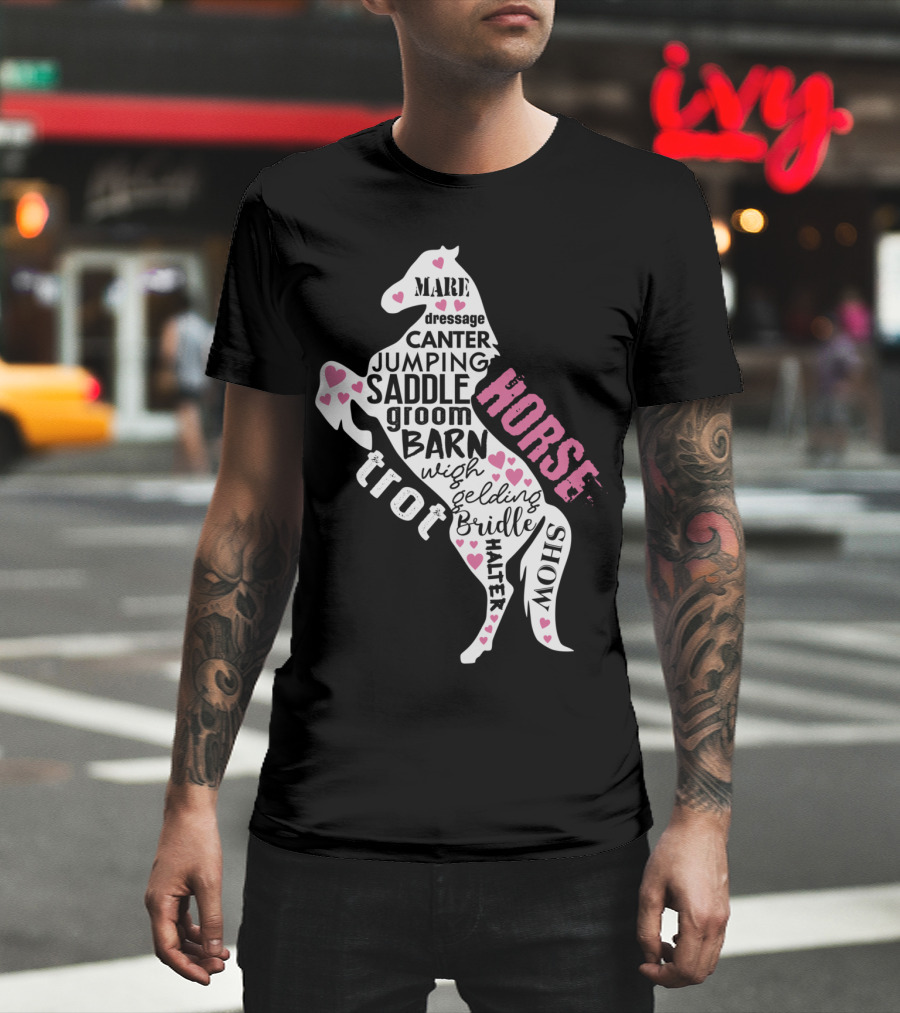 Dancing Horse Riding Girls Equestrian Mare Dressage Canter Jumping Saddle Barn Horse Show T-Shirt
