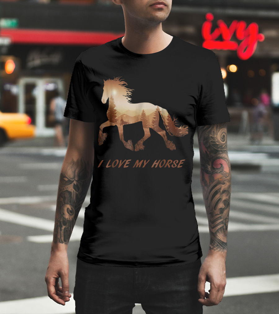 I Love My Horse Riding Sunset T-Shirt