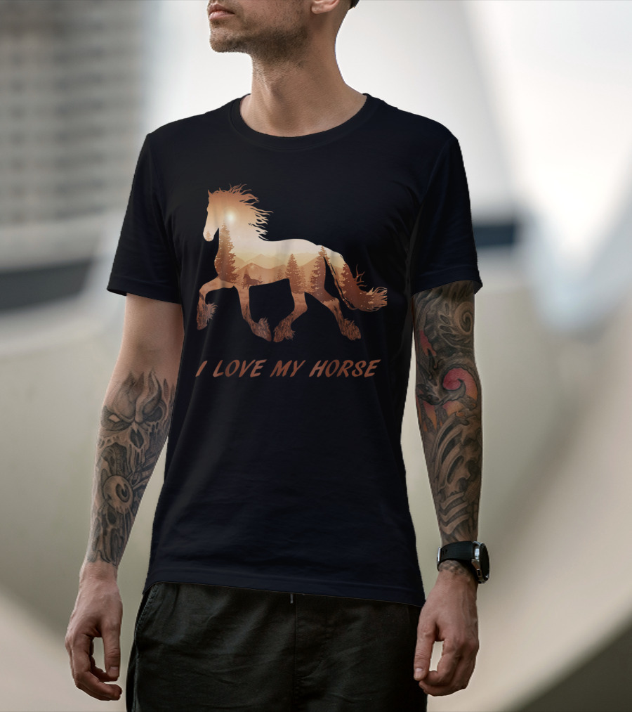 I Love My Horse Riding Sunset T-Shirt
