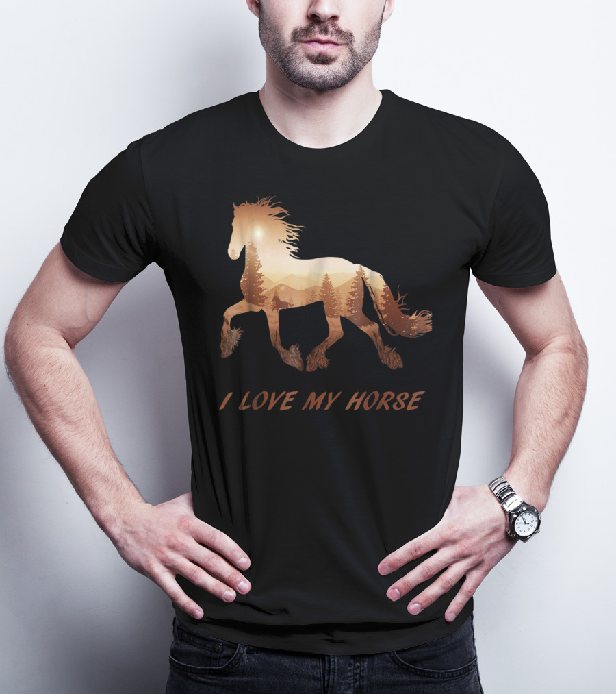 I Love My Horse Riding Sunset T-Shirt