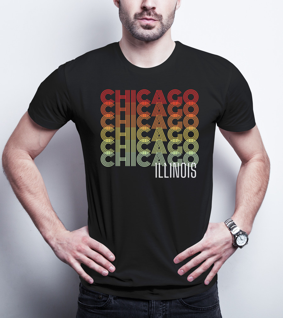 Chicago Illinois Gradient Text Classic ZB T-Shirt