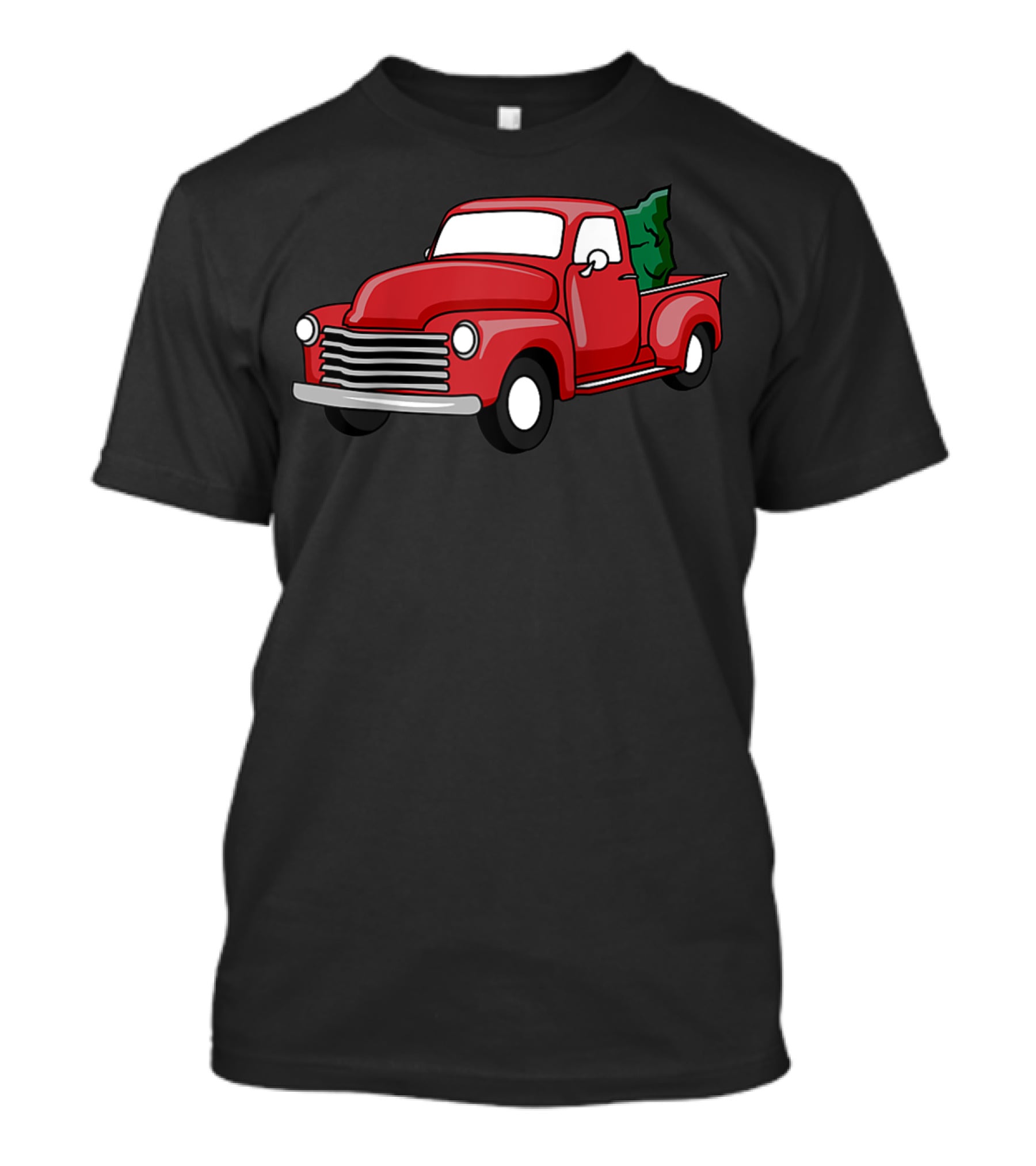 Christmas Holiday Red Classic Truck With Evergreen Tree T-Shirt