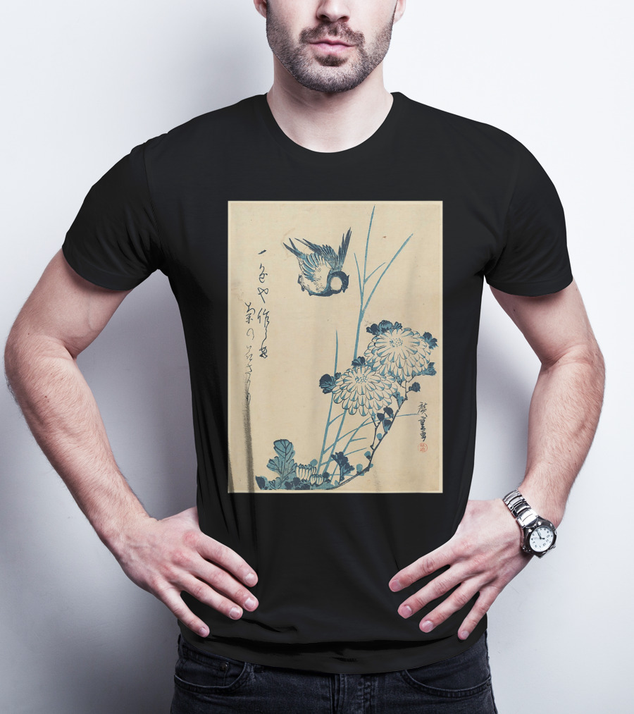 Classic Japanese Art Ukiyo-e Bird And Flowers Streetwear Aesthetic T-Shirt