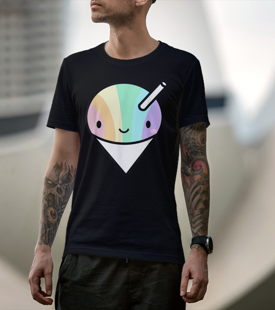 Kawaii Rainbow Shaved Ice Hawaiian Shave Ice Cute Smile Cone T-Shirt
