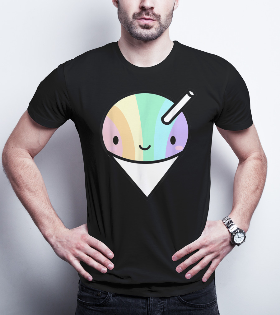 Kawaii Rainbow Shaved Ice Hawaiian Shave Ice Cute Smile Cone T-Shirt