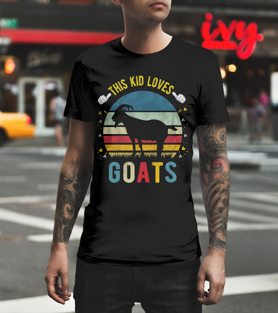 This Kid Loves Goats Boys And Girls Retro Goat T-Shirt