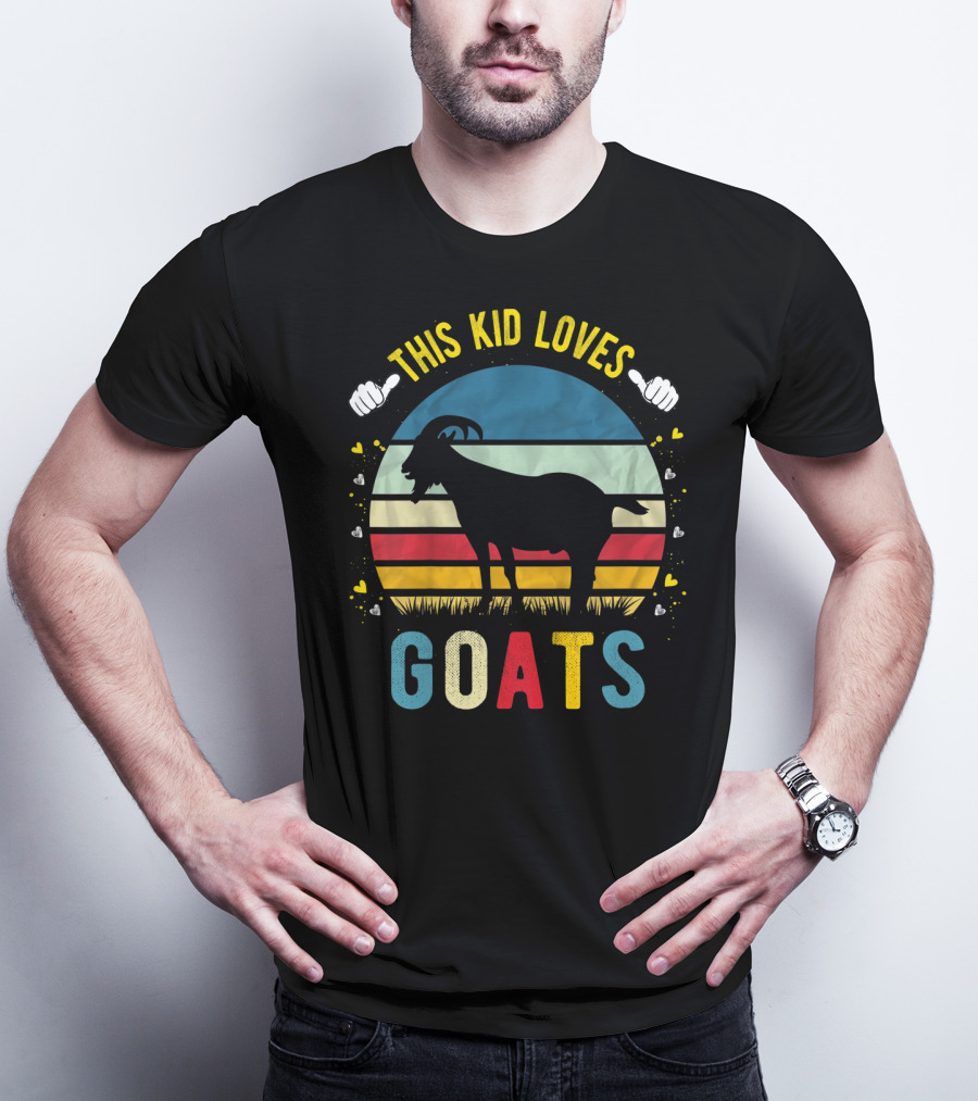 This Kid Loves Goats Boys And Girls Retro Goat T-Shirt