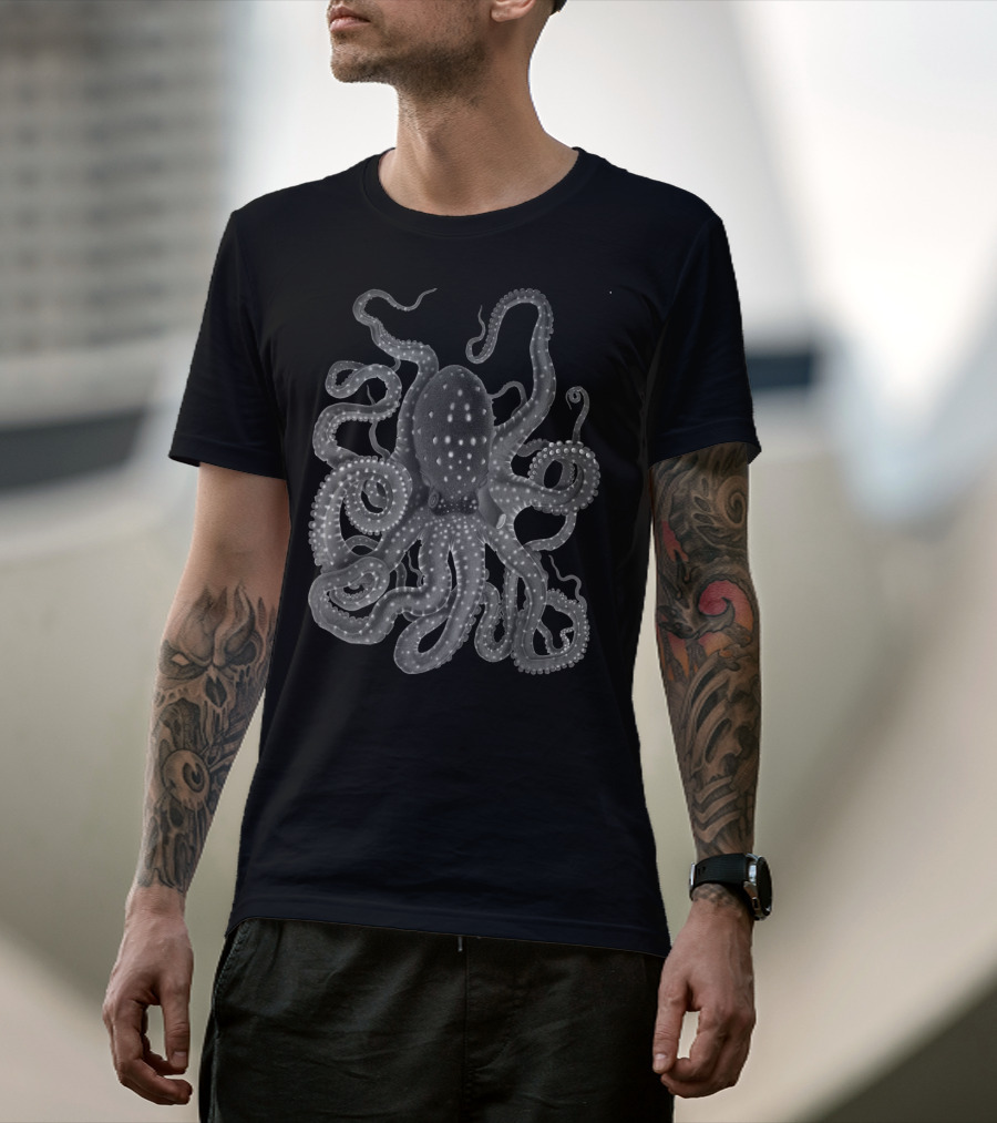 Kraken Black Octopus Squid T-Shirt