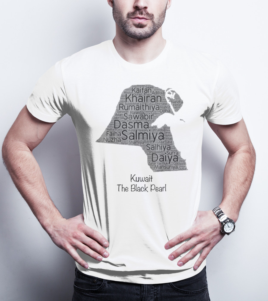 Kuwait's Outline Cities Including Salmiya Daiya The Black Pearl T-Shirt